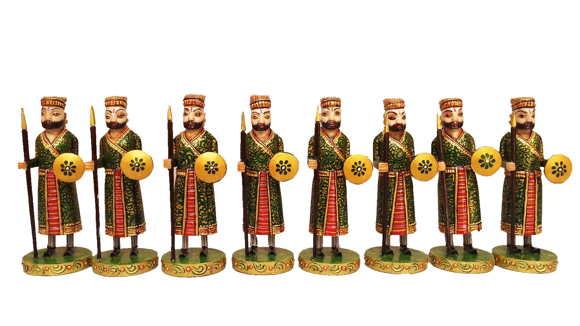 Indian Maharajah Bone Chess Pieces Camel Bone Gold Plated