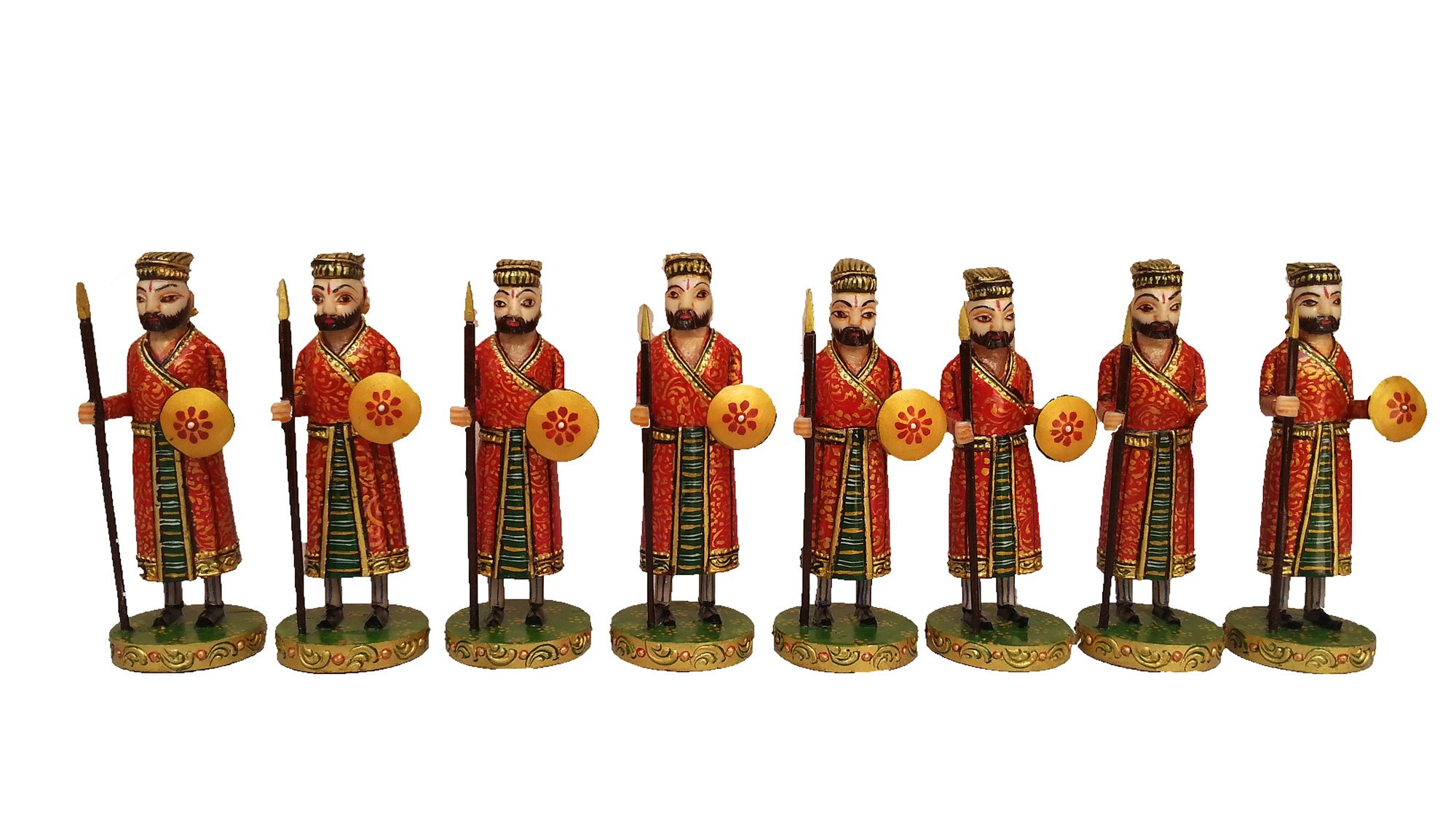 Indian Maharajah Bone Chess Pieces Camel Bone Gold Plated